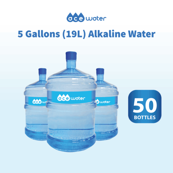 Package 50 Bottles 5 Gallon (19 liters) Bottled Alkaline Water - Ace Water